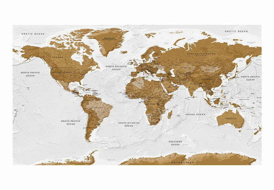 XXL Tapete - World Map: White Oceans II - ToCut